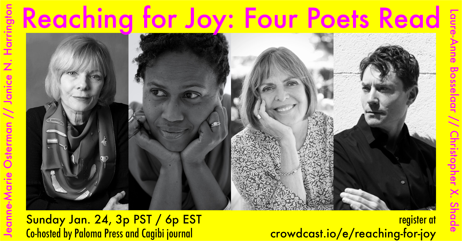 Event Program: Reaching for Joy, Four Poets Read - Cagibi